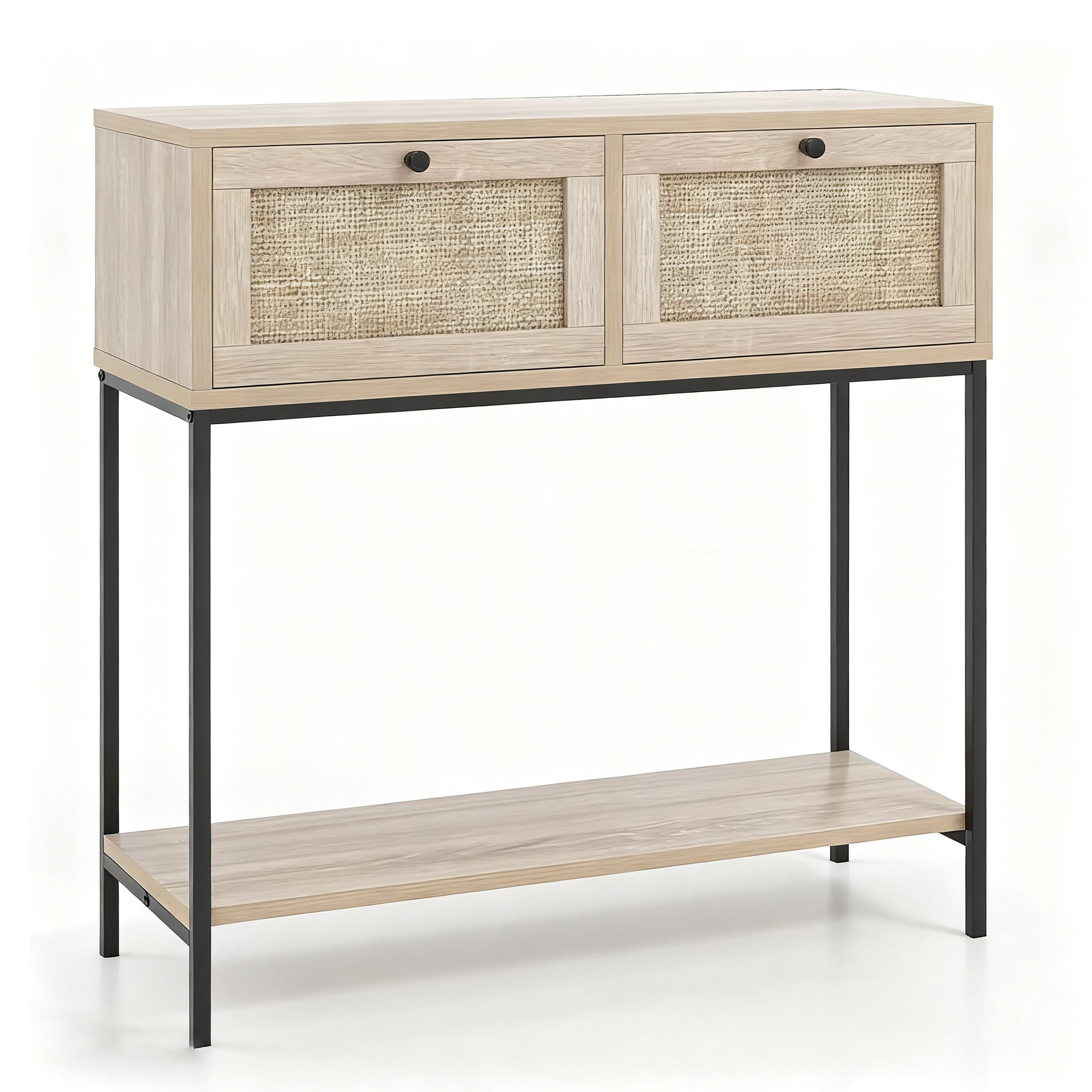 Bay Isle Home™ Petite table d'entrée en rotin avec 2 tiroirs et ...