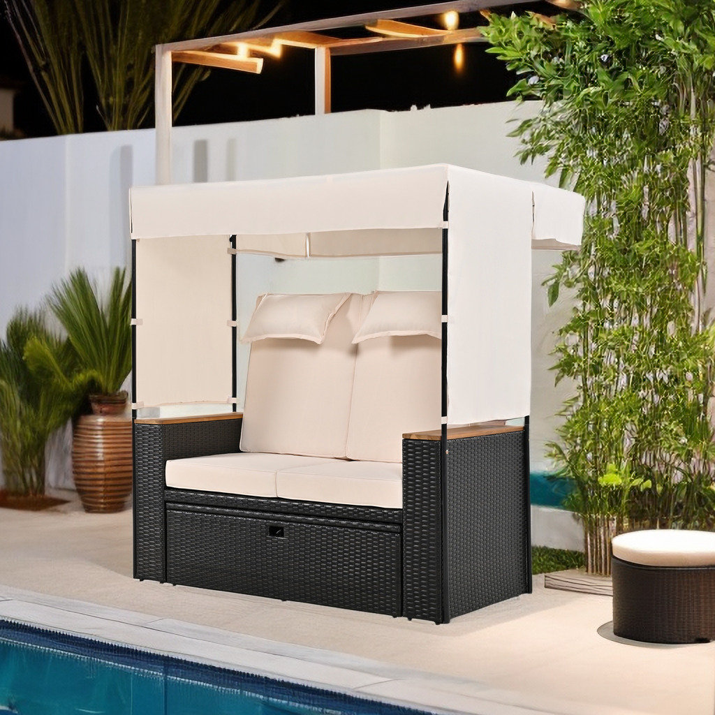 Ebern Designs Kynnlie 57'' Wide Outdoor Reversible Patio Daybed with ...