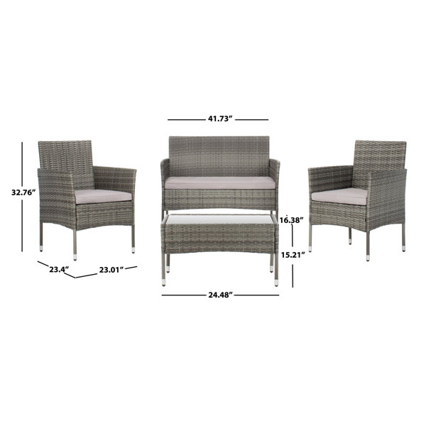 Latitude Run® 4 Piece Rattan Complete Patio Set with Cushion & Reviews ...