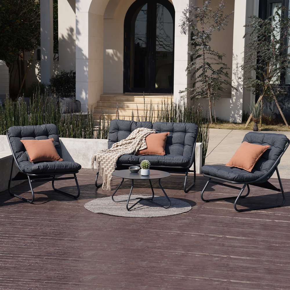 Wade Logan® Bindo Metal 4 - Person Seating Group with Cushions ...