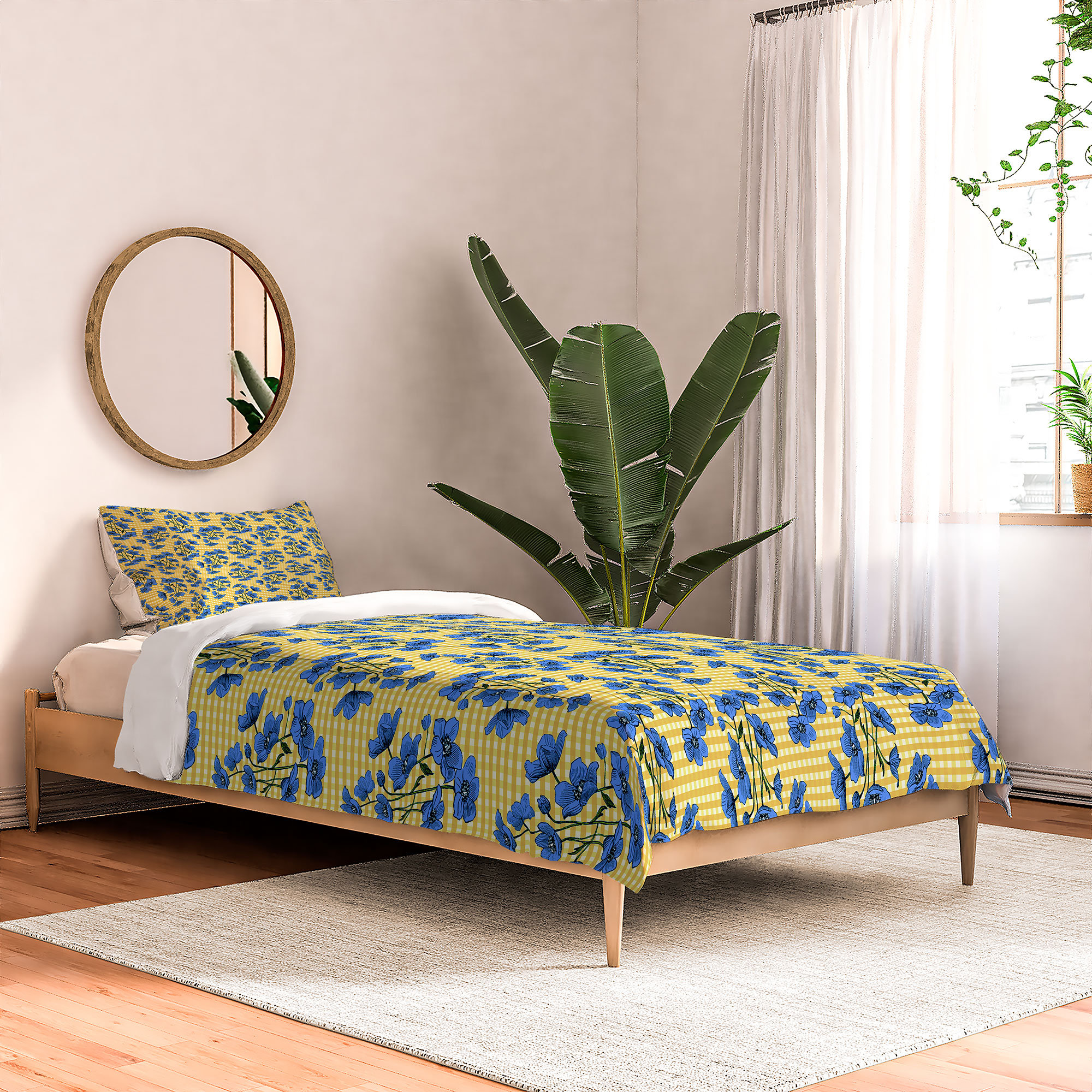 Deny Designs Caroline Okun Blue/Yellow Standard Cotton Duvet Cover Set ...