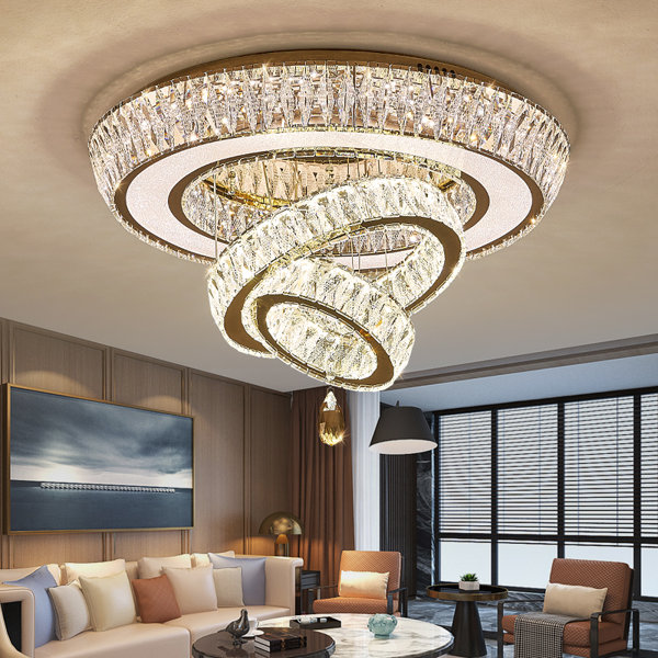 Rosdorf Park Jaimmie 32 Inch Modern Large Ring Crystal Chandelier ...
