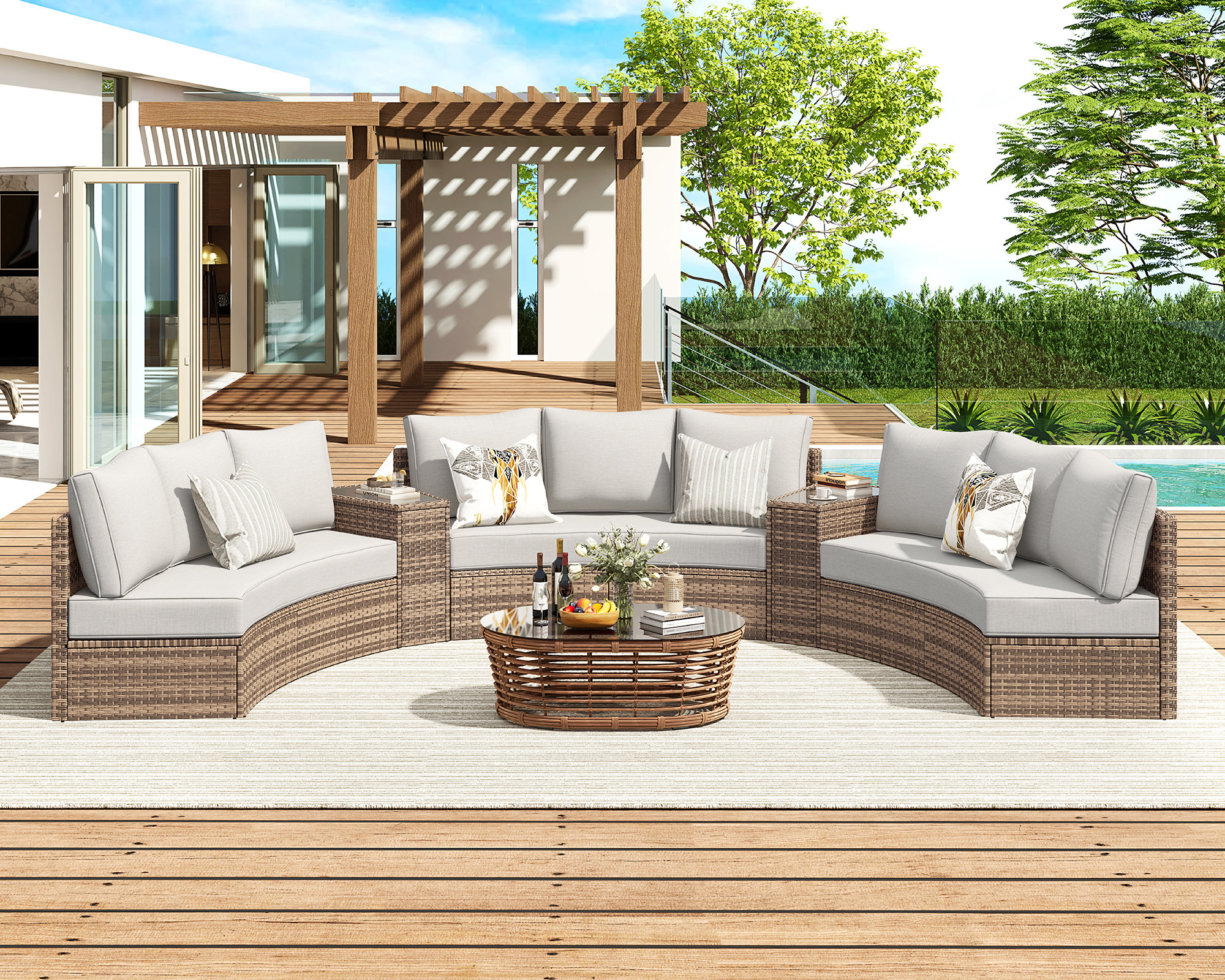 Latitude Run® Maruska Outdoor Furniture Sets, 11 Piece Half-Moon ...