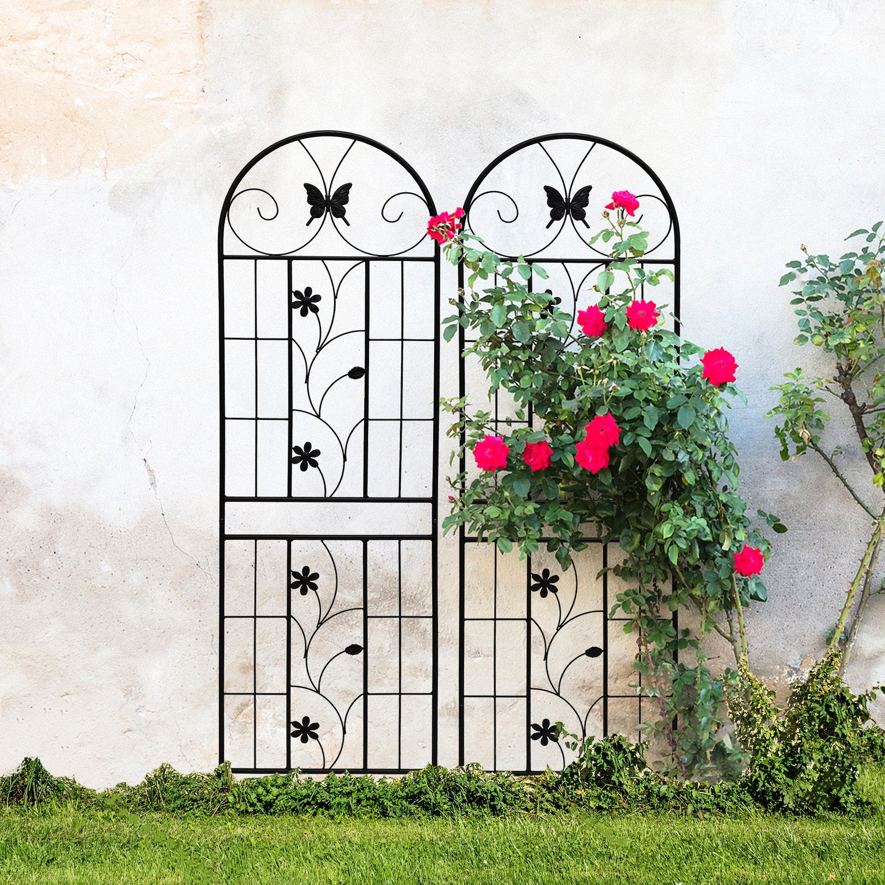 Red Barrel Studio® Metal Garden Trellises, 2, Rust- Outdoor For Beans ...