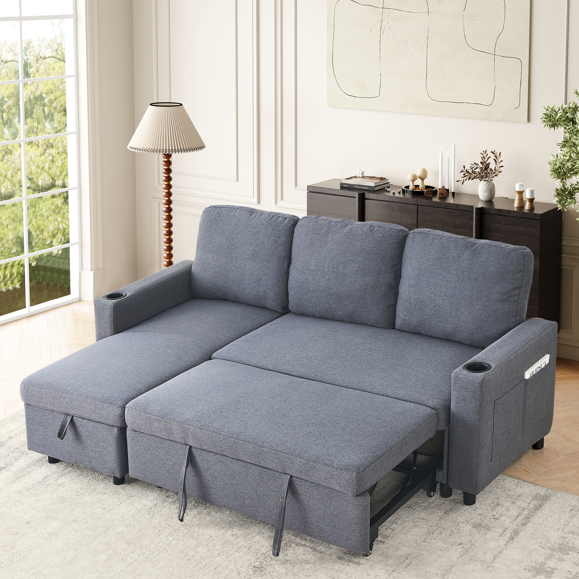 Latitude Run® Reversible Sofa Bed, L-Shaped Combo Sofa Sofa Bed ...