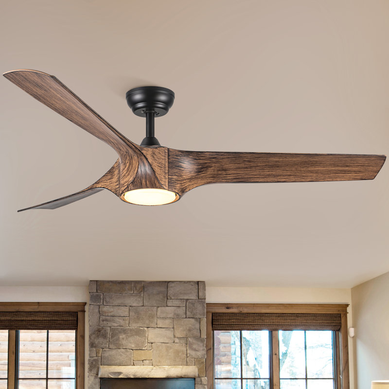YUHAO Farmhouse 56" 3 - Blade Modern LED Propeller Ceiling Fan with ...
