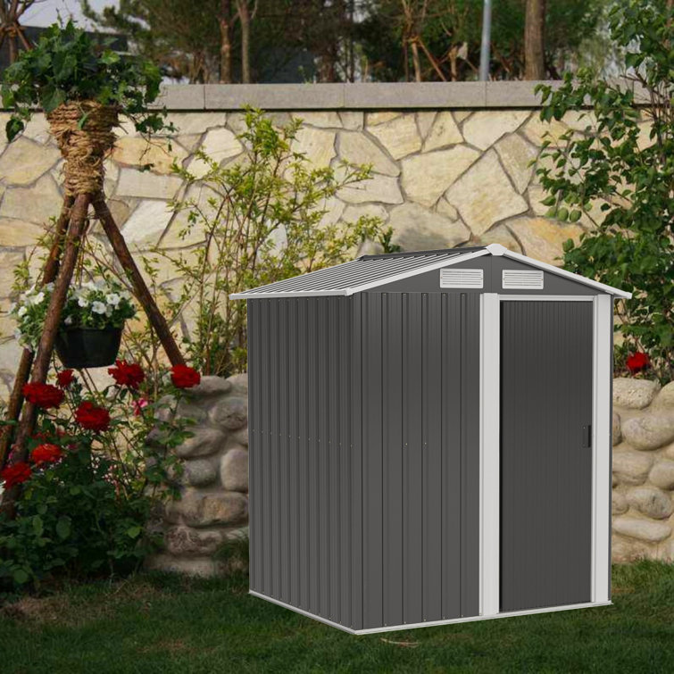 Dakota Fields Bouzoun 5 ft. W x 4 ft. D Metal Apex Garden Shed ...