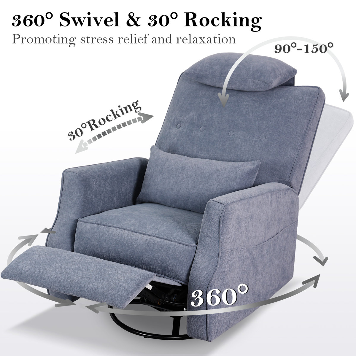 Winston Porter Swivel Rocker Recliner Chair, Glider Recliner Nursery ...