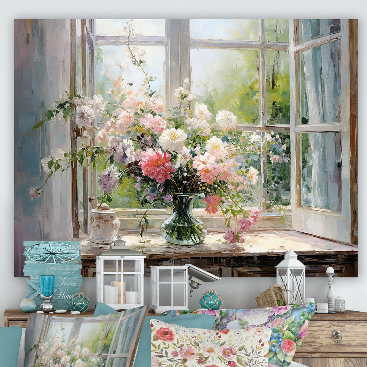 Winston Porter Delicate vintage flower french windows view III - Floral ...