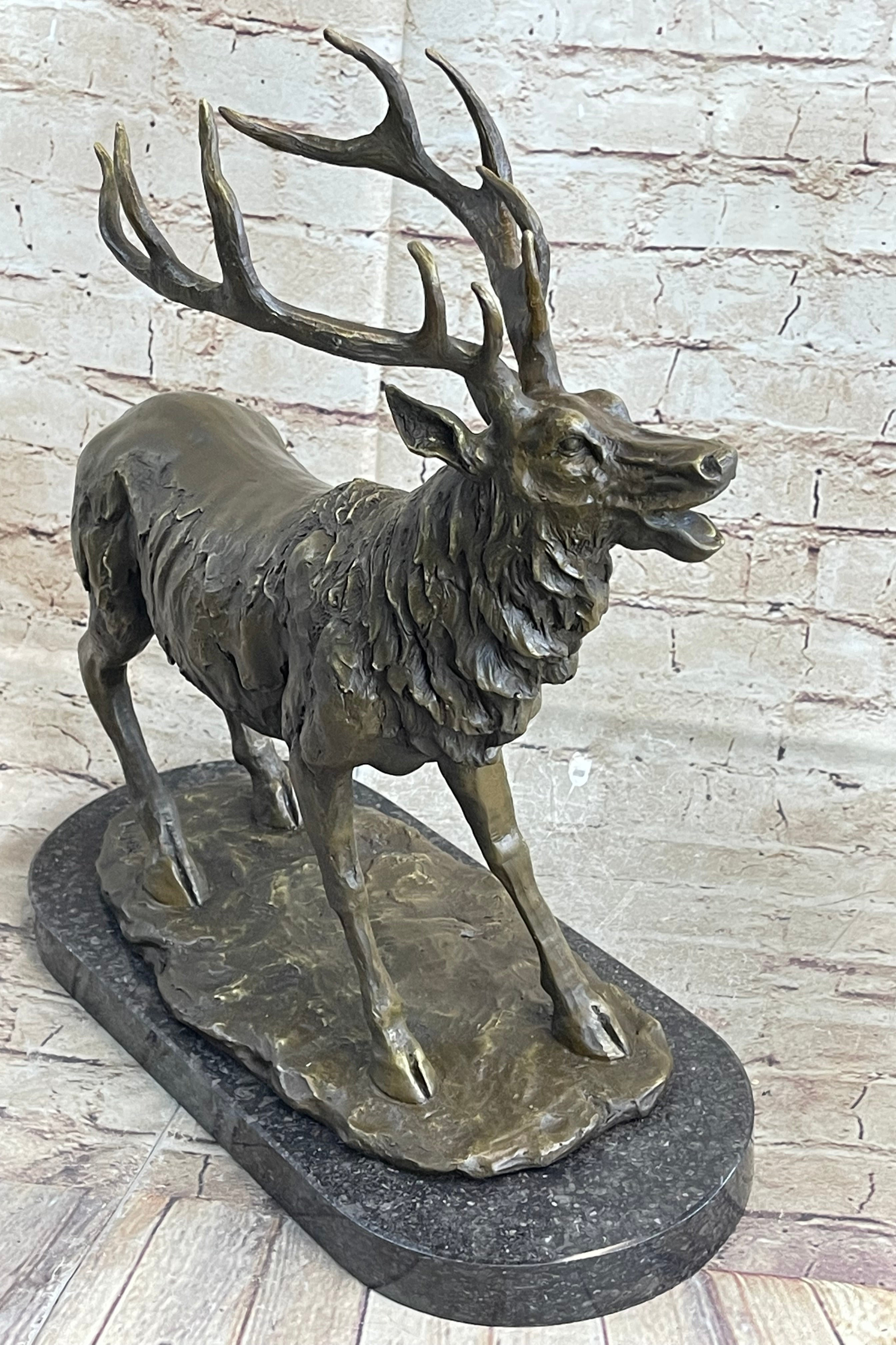 Loon Peak® Jolgar Bronze Marble Statue Elk Deer Stag Hunter Wildlife ...