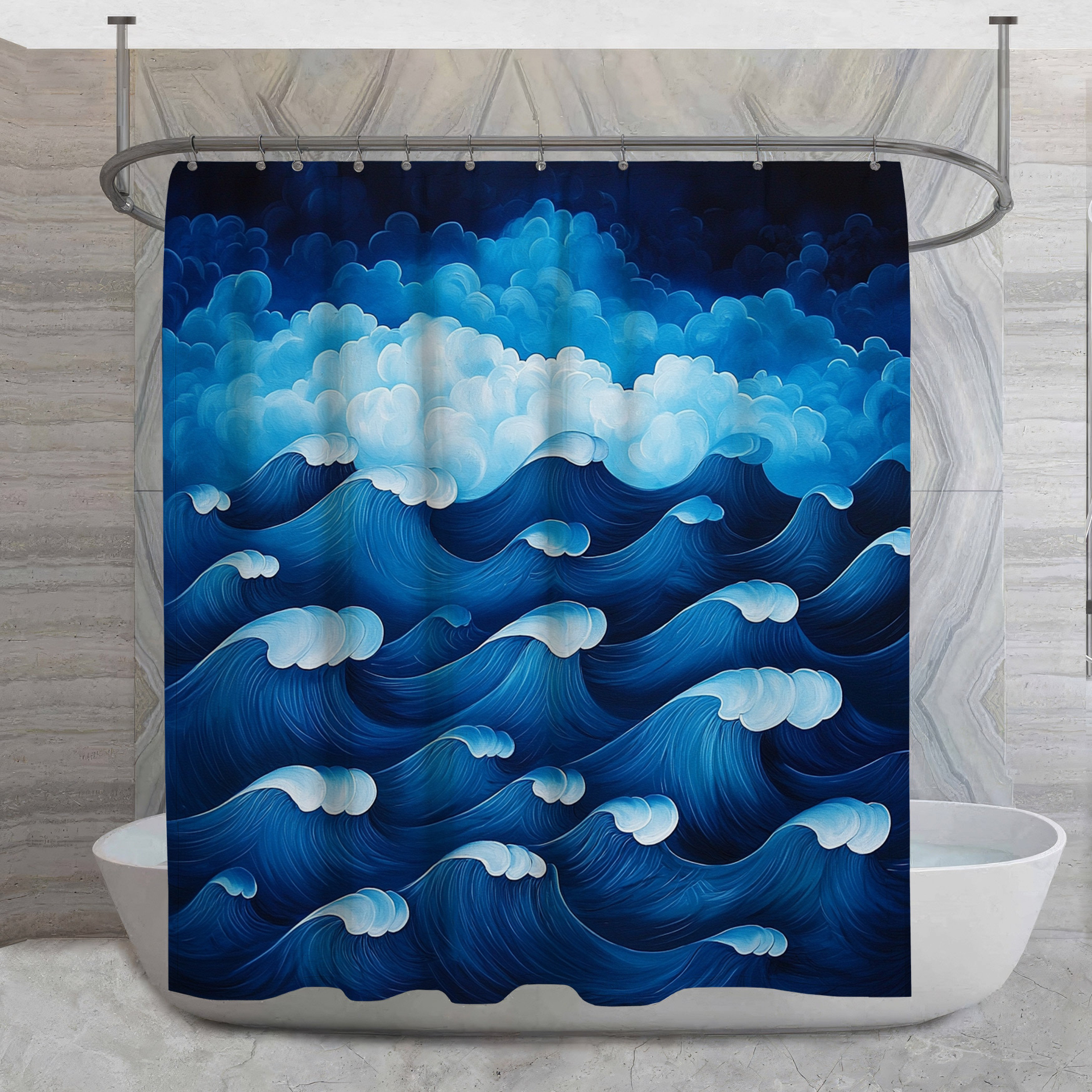 Rosecliff Heights Wave Patterns Shower Curtain - Water Bathroom Decor ...