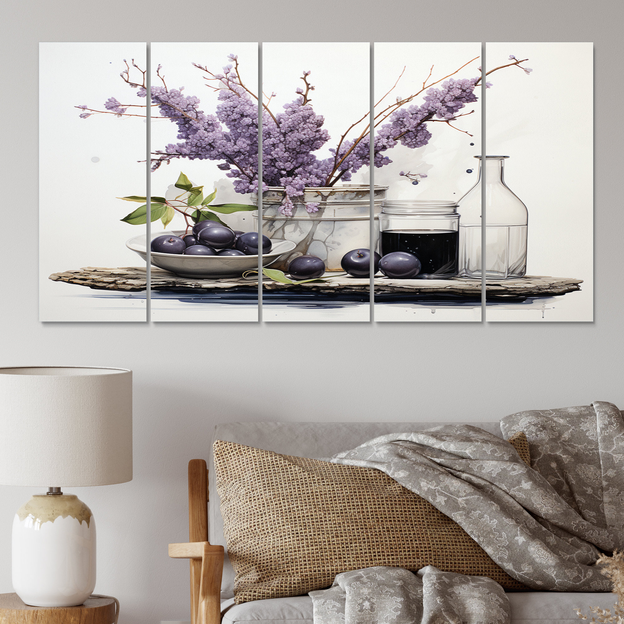 Winston Porter Purple Beige Minimalism Balance And Contrast Pottery On ...