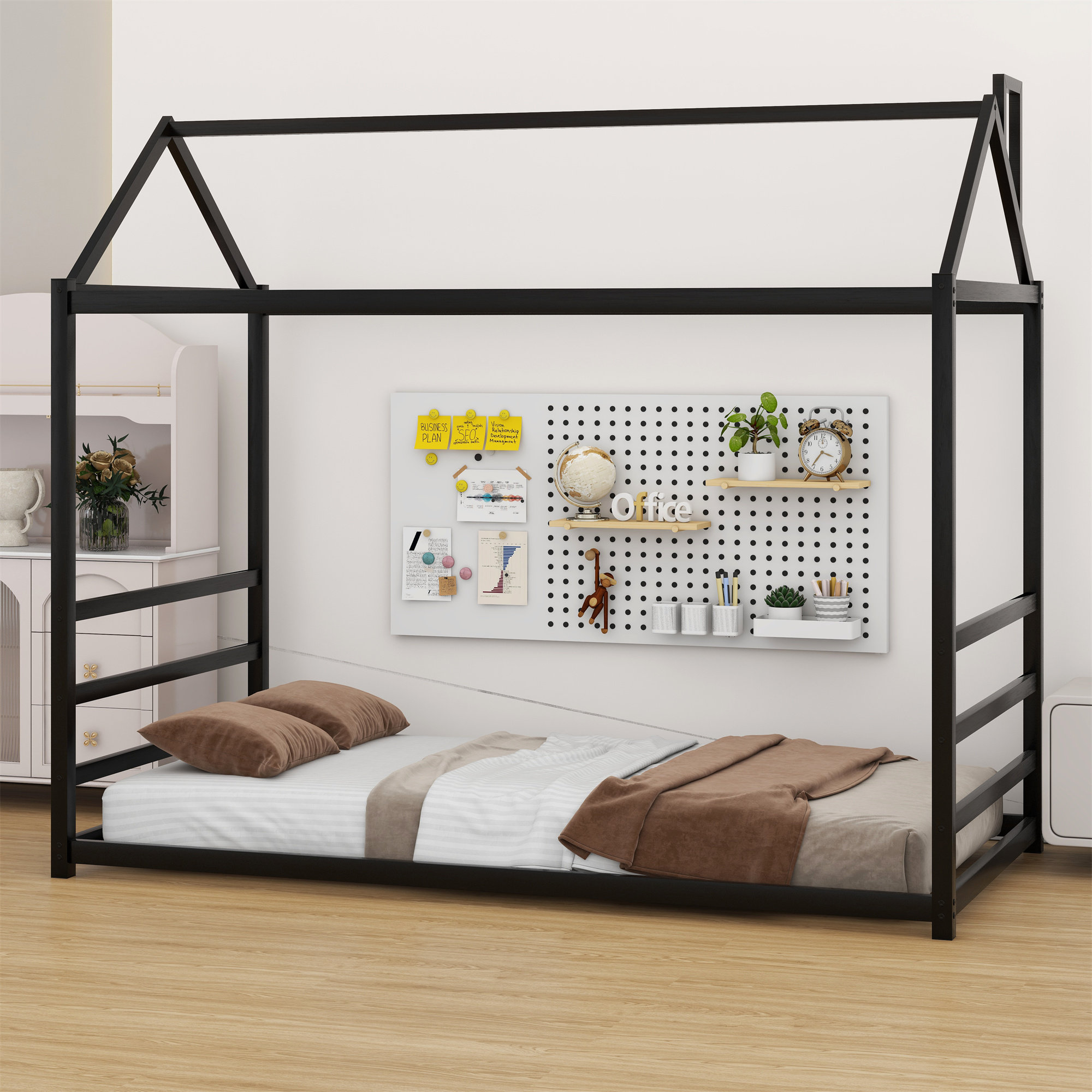 Harper Orchard House Platform Bed With Roof And Chimney Design ...