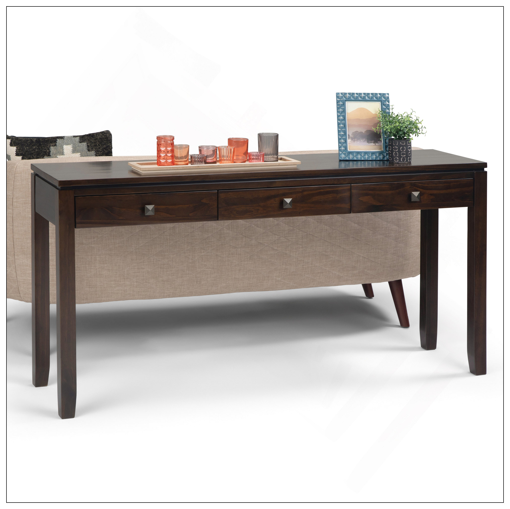 Latitude Run® Cosmopolitan - Wide Console Sofa Table - Mahogany Brown ...