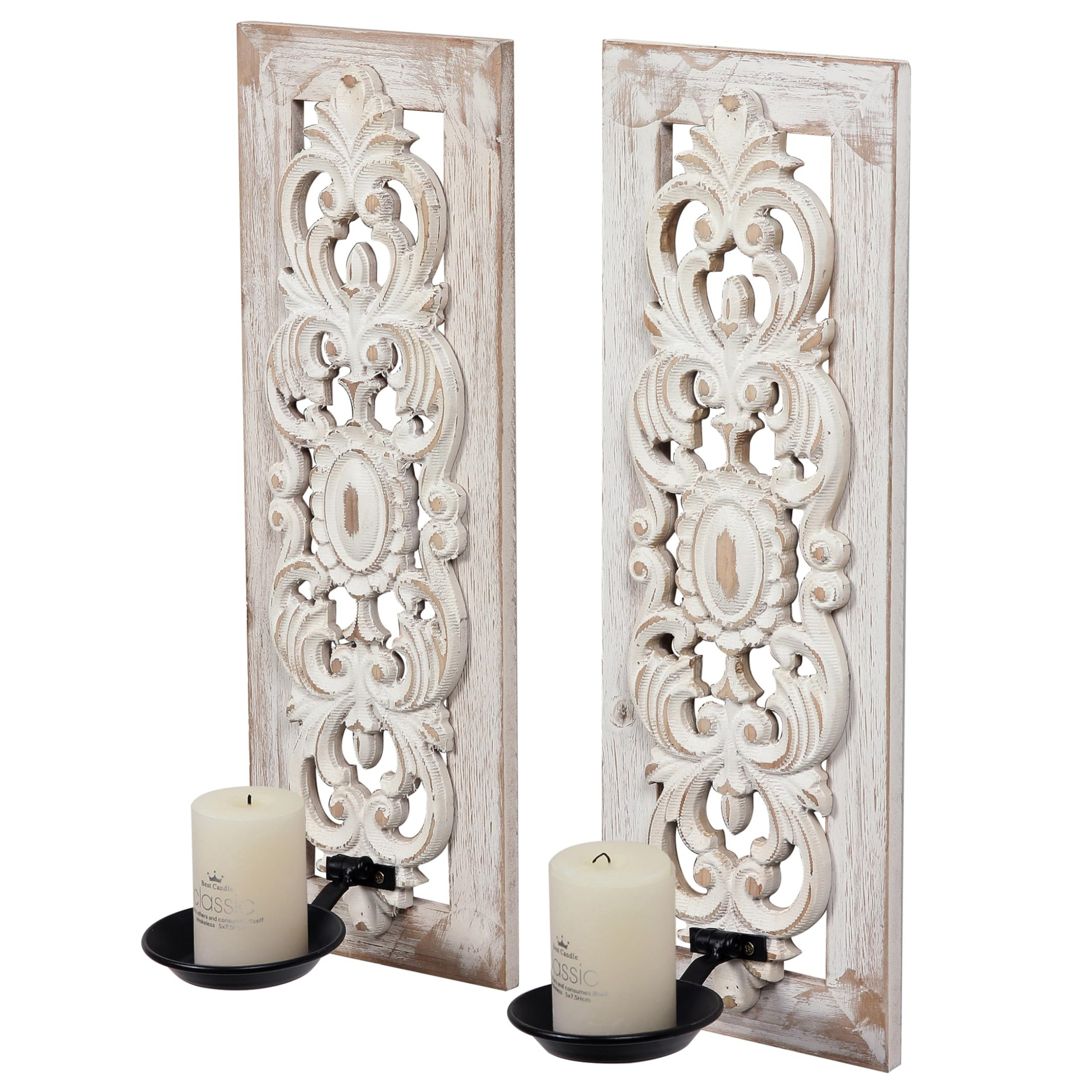 Ophelia & Co. Set Of 2 Openwork Carving Candle Sconces | Wayfair