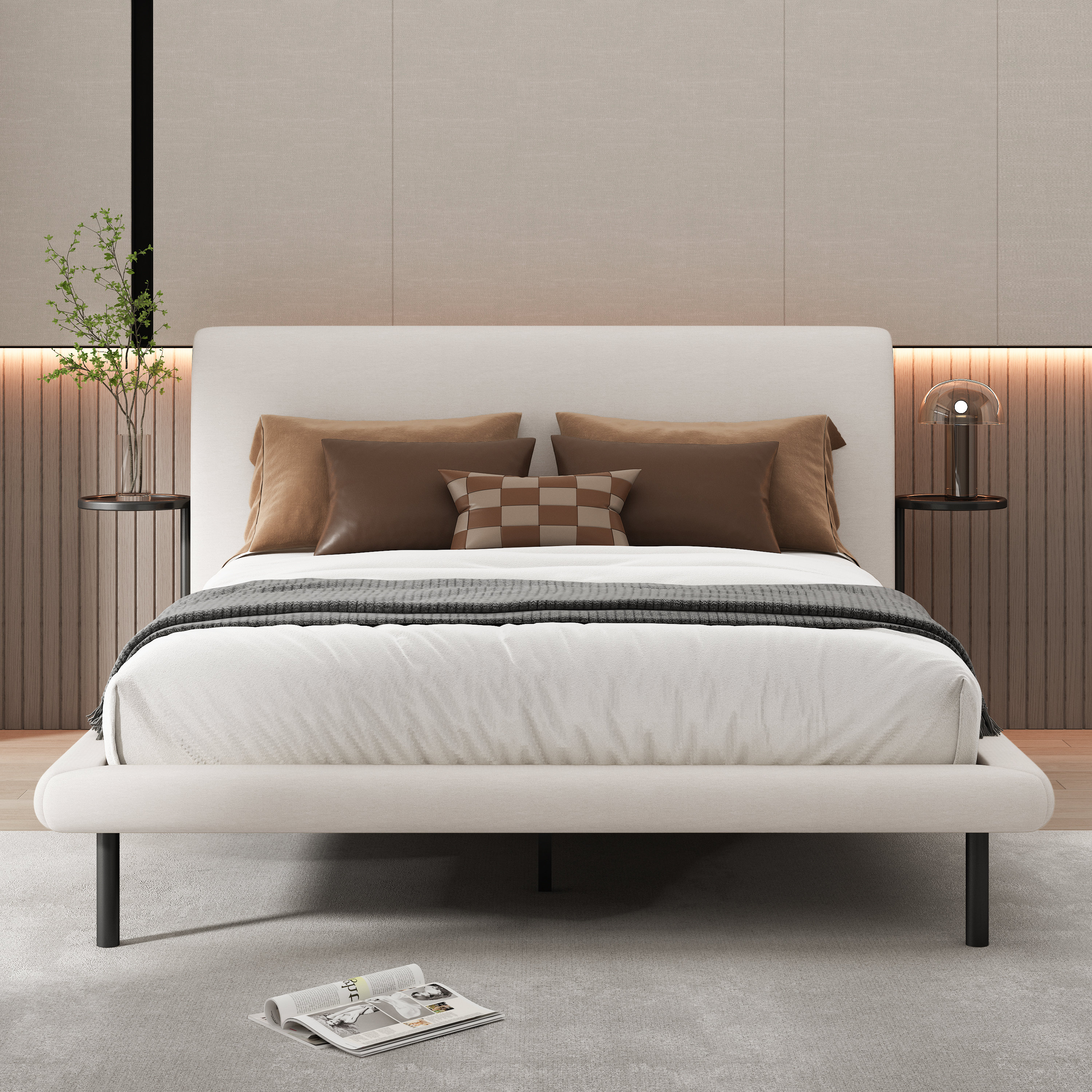 Latitude Run® Arcola Upholstered Platform Bed with Side Table & Reviews ...