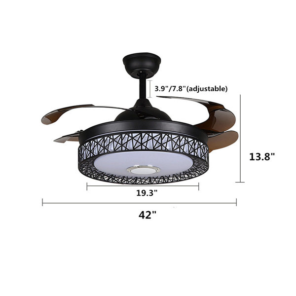 Lark Manor™ Vinco 42'' Bluetooth Ceiling Fan with LED Lights and Music ...