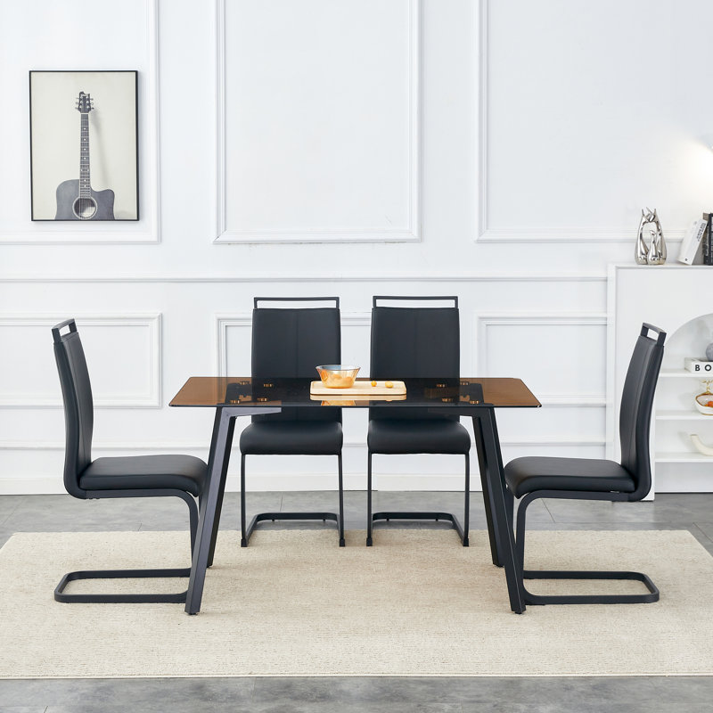 Latitude Run® 51-inch rectangular glass-top dining table set | Wayfair