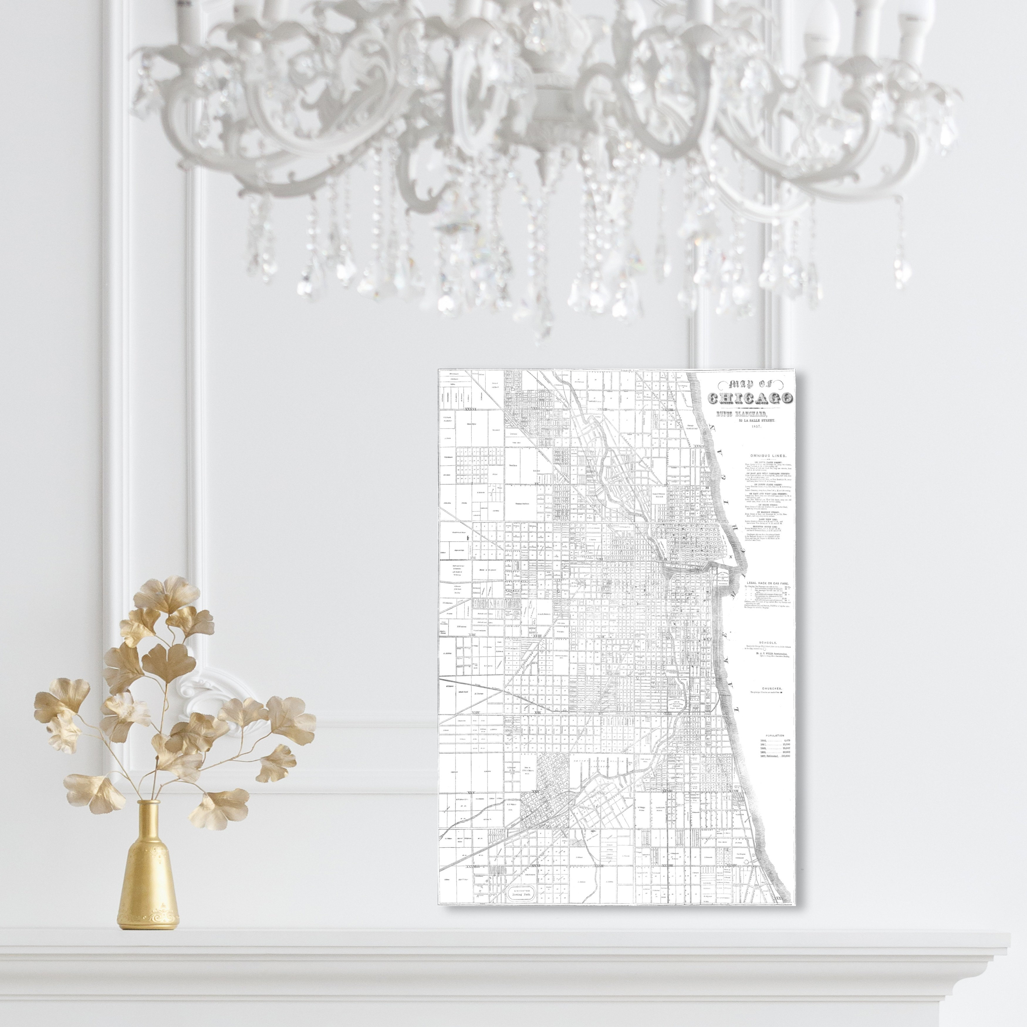 House of Hampton® 'Map of Chicago Silver' Graphic Art on Canvas | Wayfair
