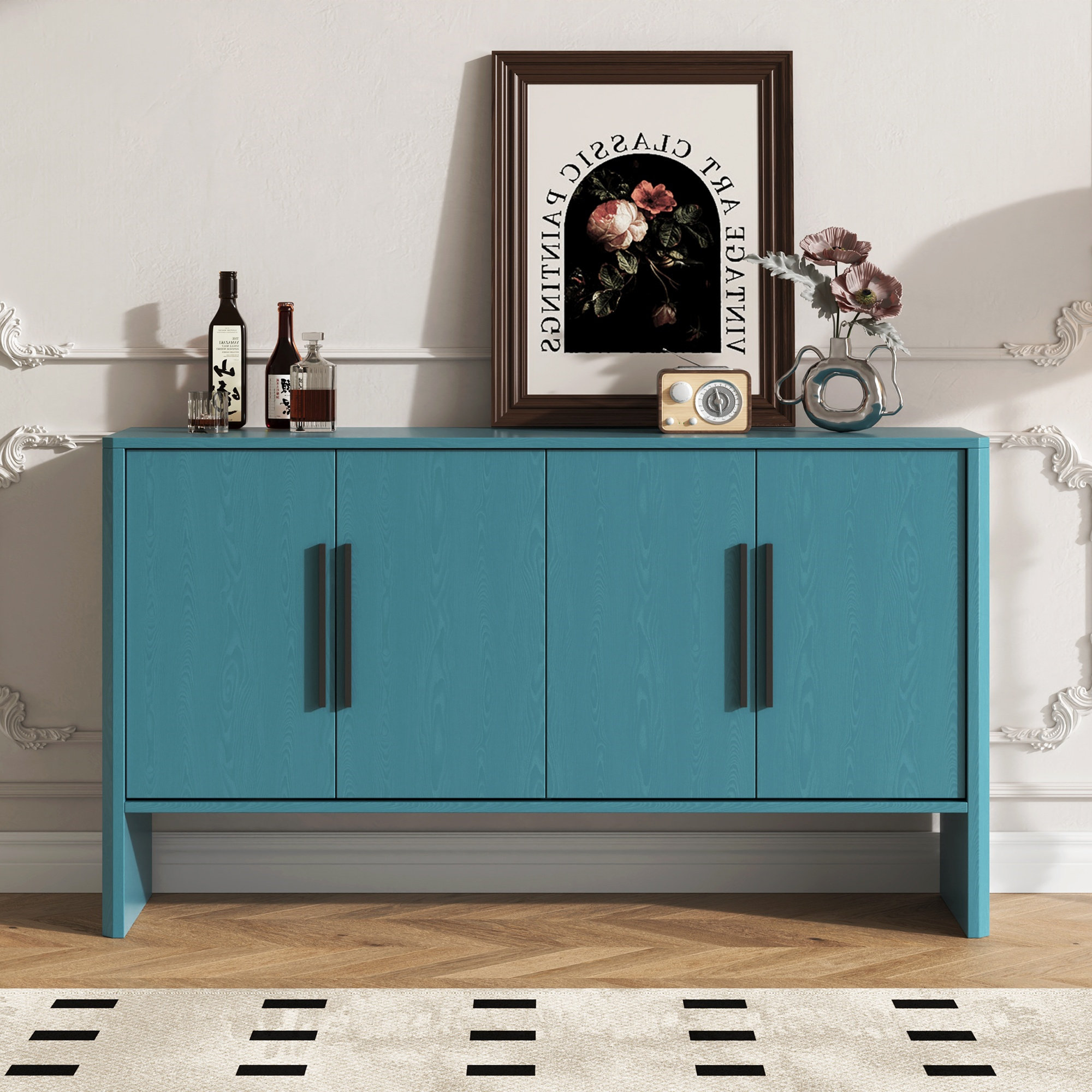 Ebern Designs 4-door Large Storage Retro Sideboard With Adjustable ...