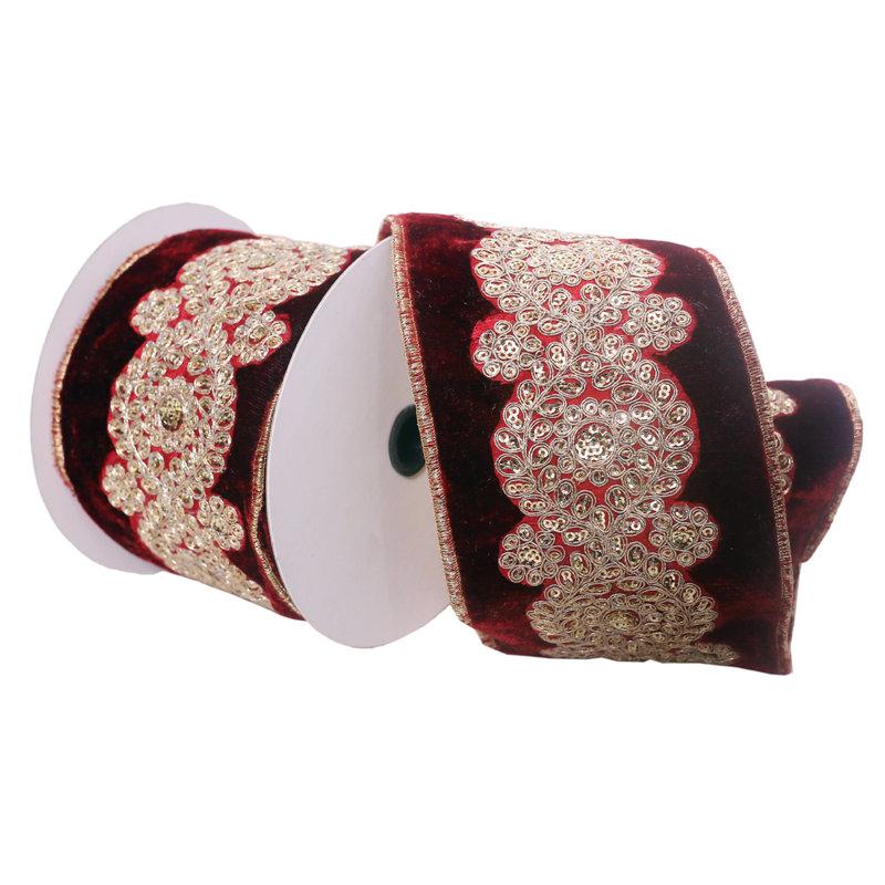 The Twillery Co.® 4" x 15' Velvet Wired Edge Christmas Ribbon & Reviews ...