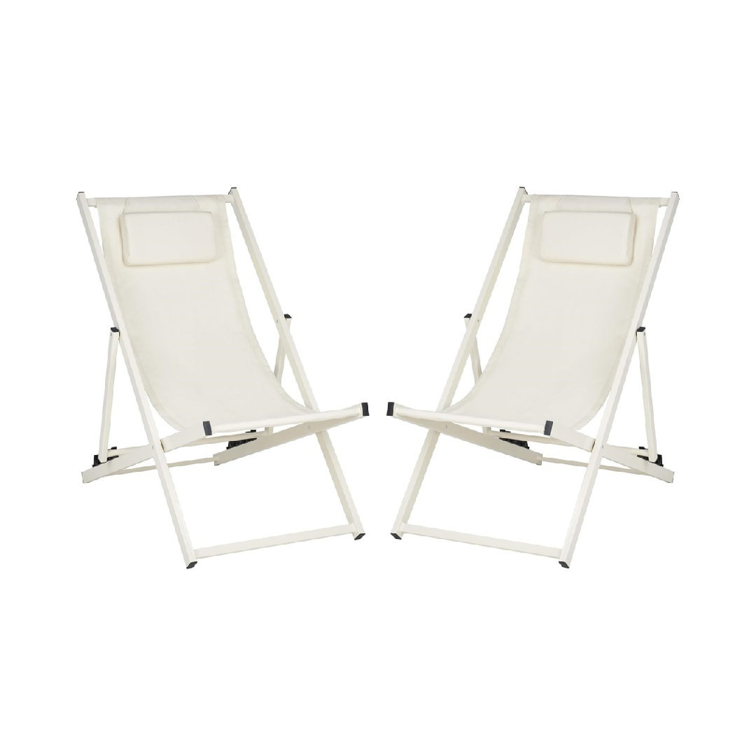 Rosecliff Heights Outdoor Collection Beige Adjustable Folding Set Of 2 ...