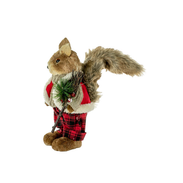 The Holiday Aisle® Straw Christmas Squirrel Table Piece Figurine ...