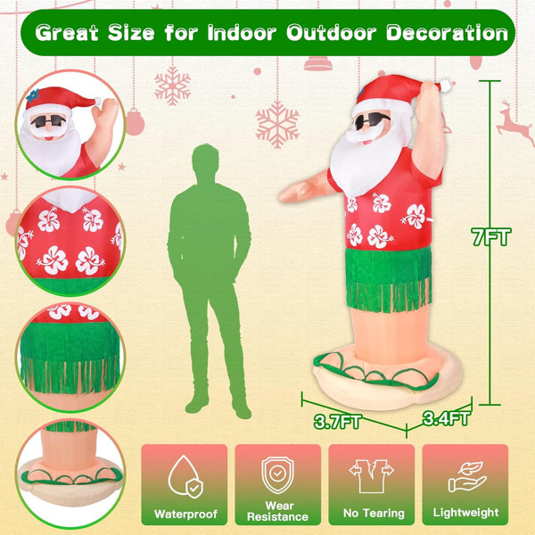 The Holiday Aisle® Christmas Inflatable Santa Claus Outdoor Yard ...