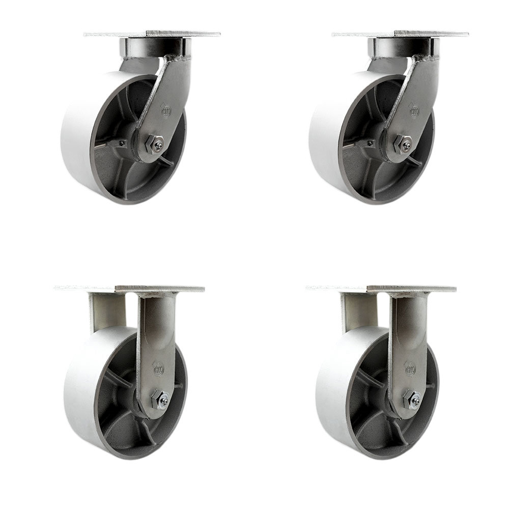 Service Caster 4 Piece Heavy Duty Semi Steel Cast Iron Caster Set | Wayfair