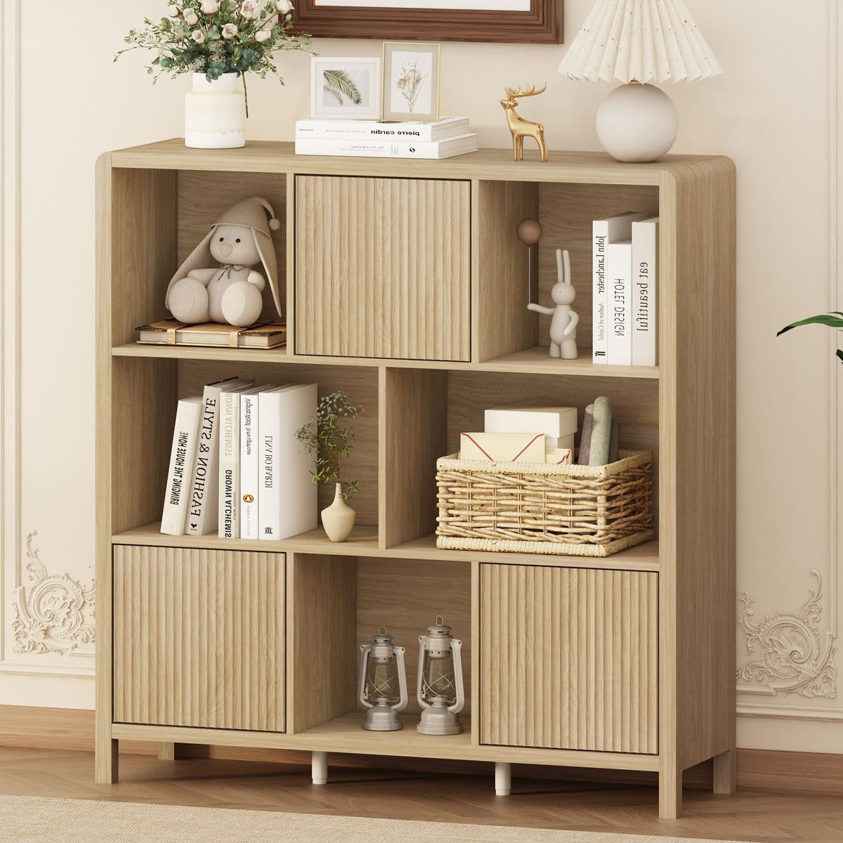 Latitude Run® 8 Cube Storage Organizer With Shelf, Rustic Wood Cube ...