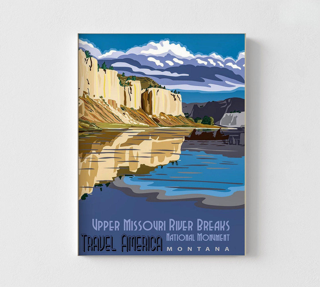 WeFrameArt Vintage Missouri River Poster, Montana State Decor, Montana ...