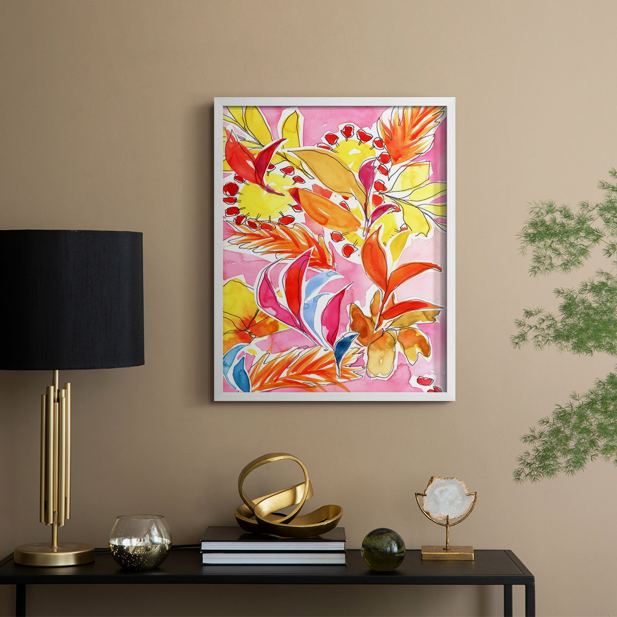 Ophelia & Co. Manic Botanical I Framed Print - Solid Wood | Wayfair