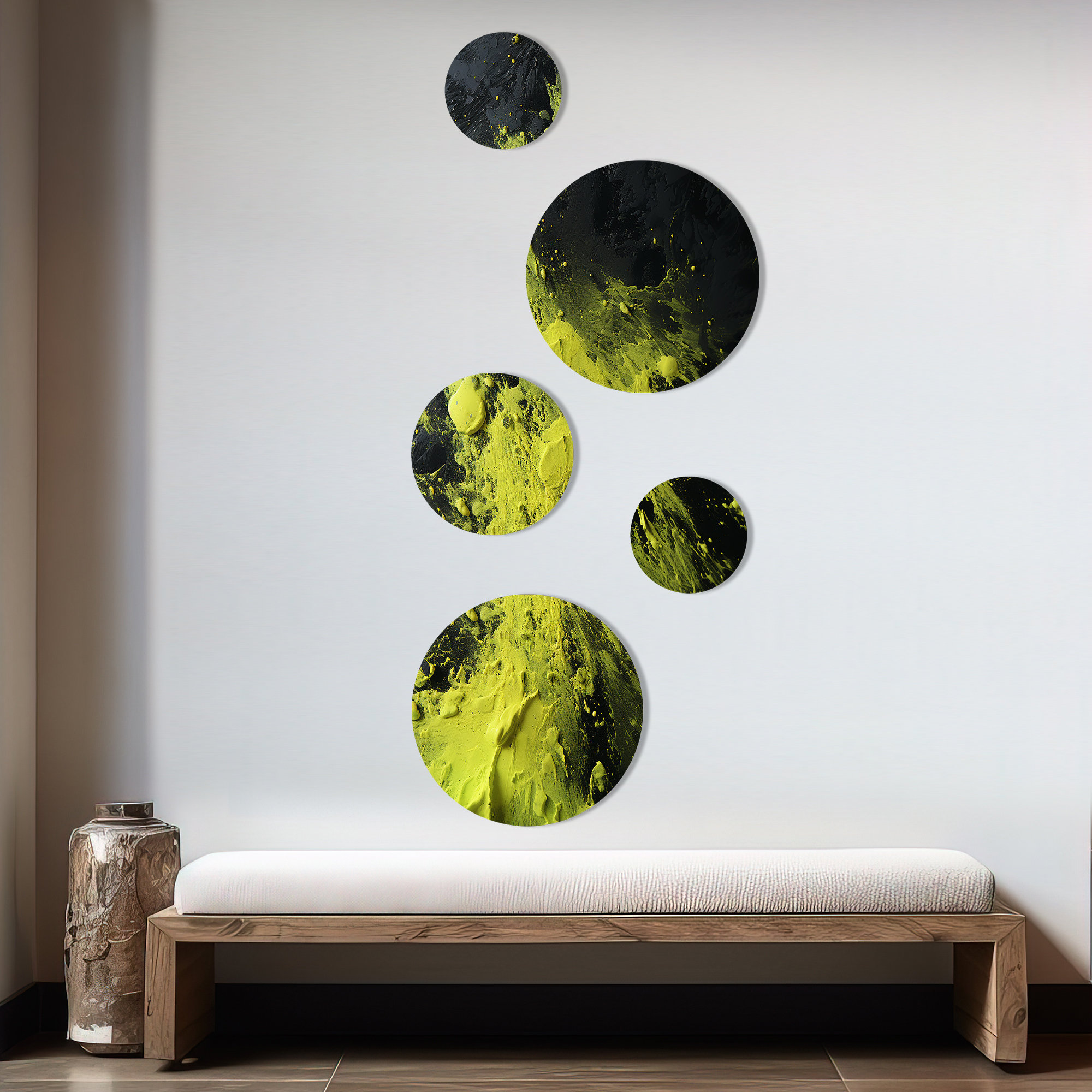 Ivy Bronx Green Spiral Neon Fusion 4 - Abstract Collages Round Wall Art ...