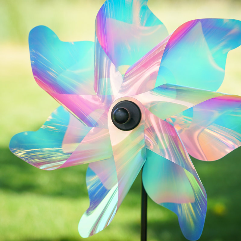 In The Breeze Striped Iridescent Pinwheel Spinner | Wayfair