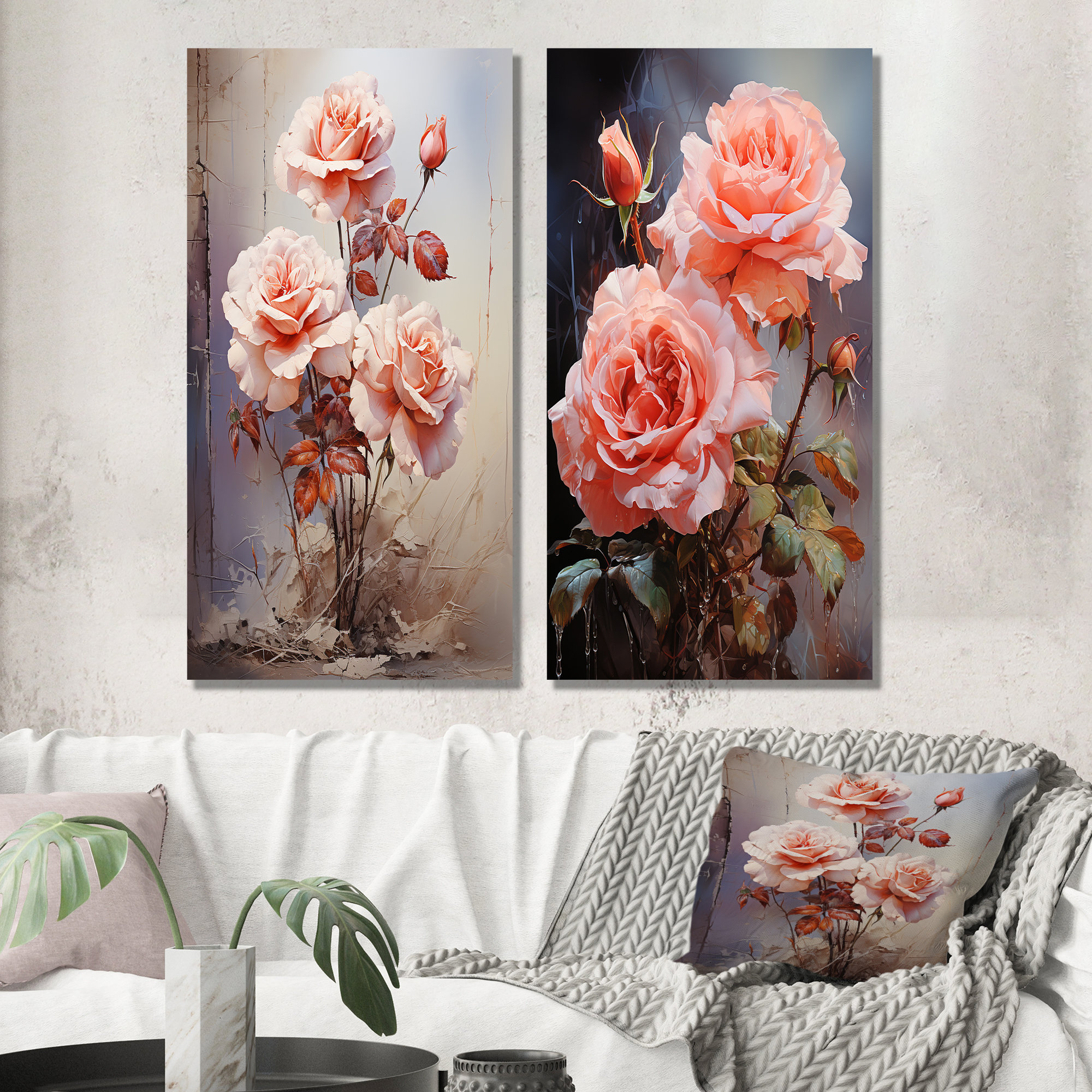 House of Hampton® Pink Roses Symbolic Allure - Roses Wall Art Living ...