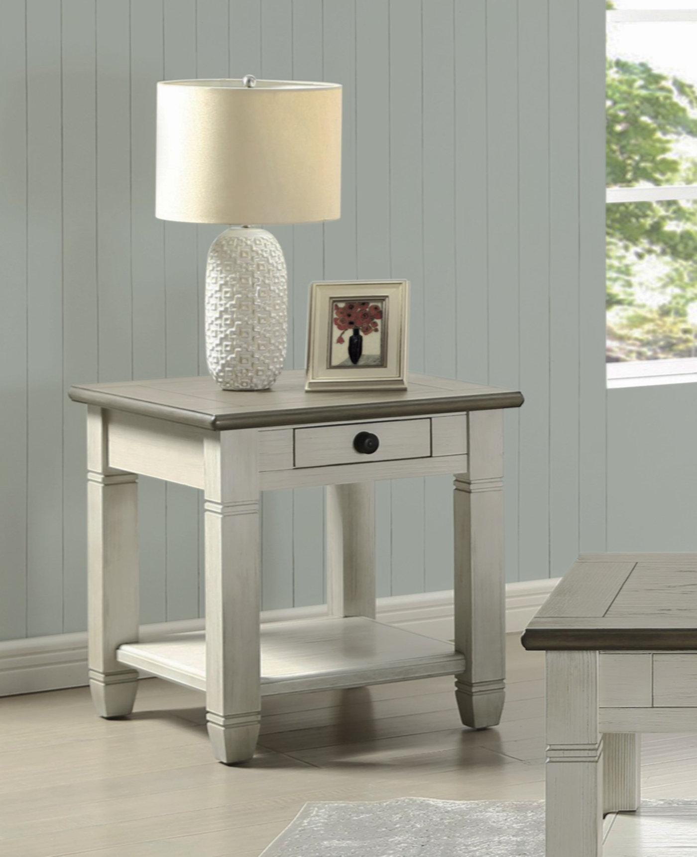 Canora Grey 1Pc End Table With Drawer Bottom Shelf Wooden Living Room ...
