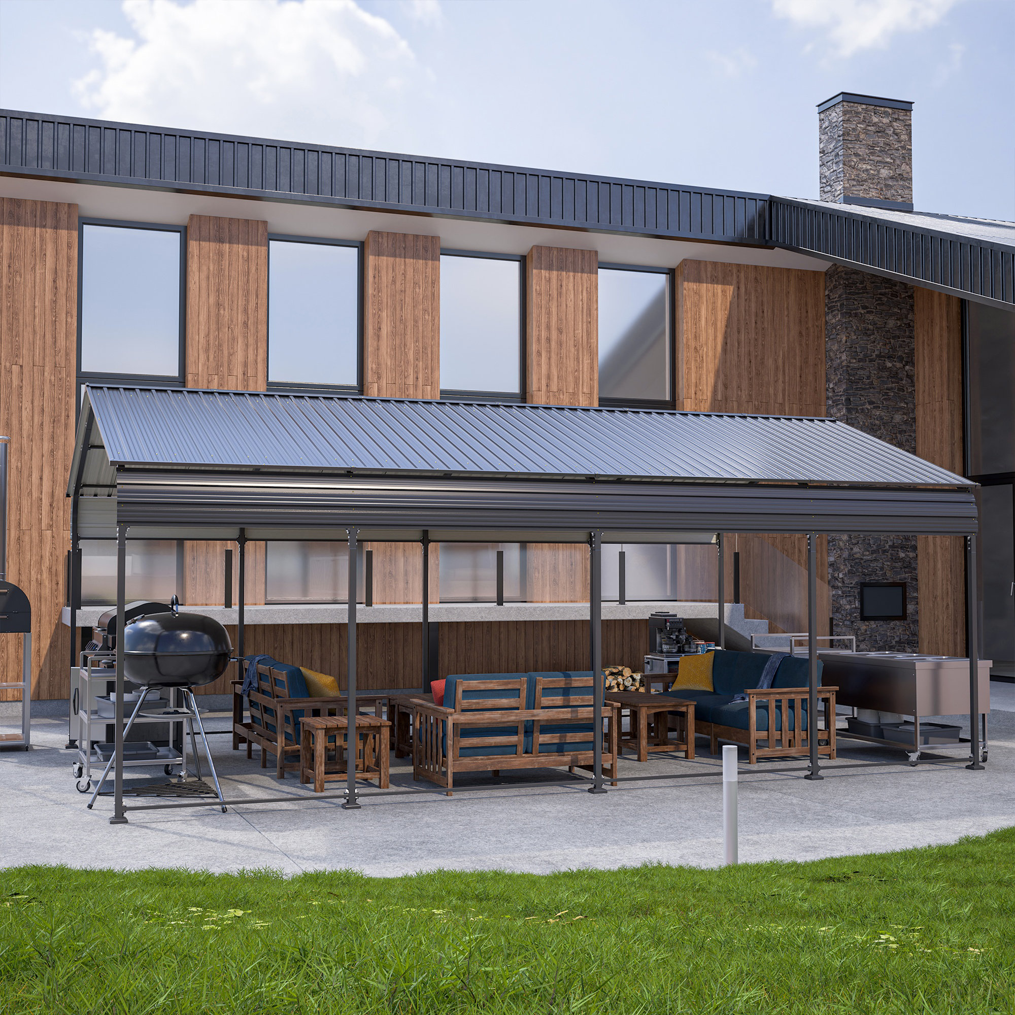 CHENGGUHENGXIN 12X20 FT Metal Carport, Outdoor Car Shelter All Weather ...