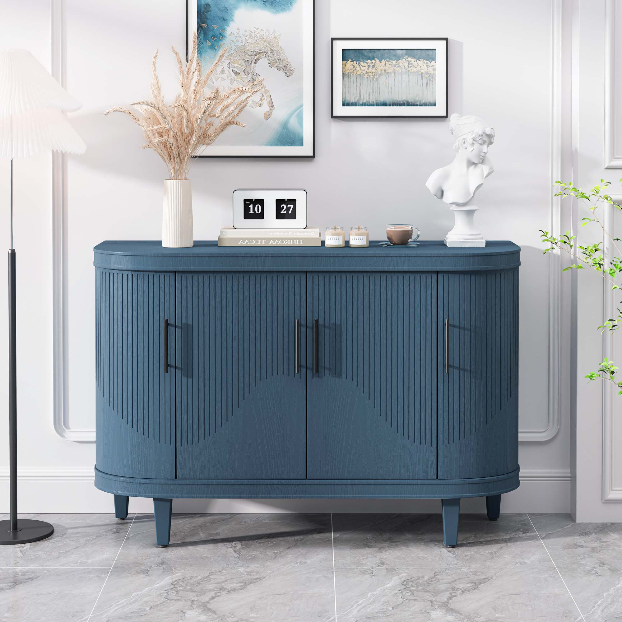 Everly Quinn Labree Modern Curved Sideboard Decorative Storage Cabinet ...