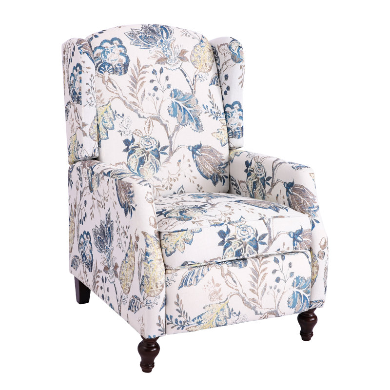 Alcott Hill® Damar 26.5" Floral Print Upholstered Recliner, Manual ...