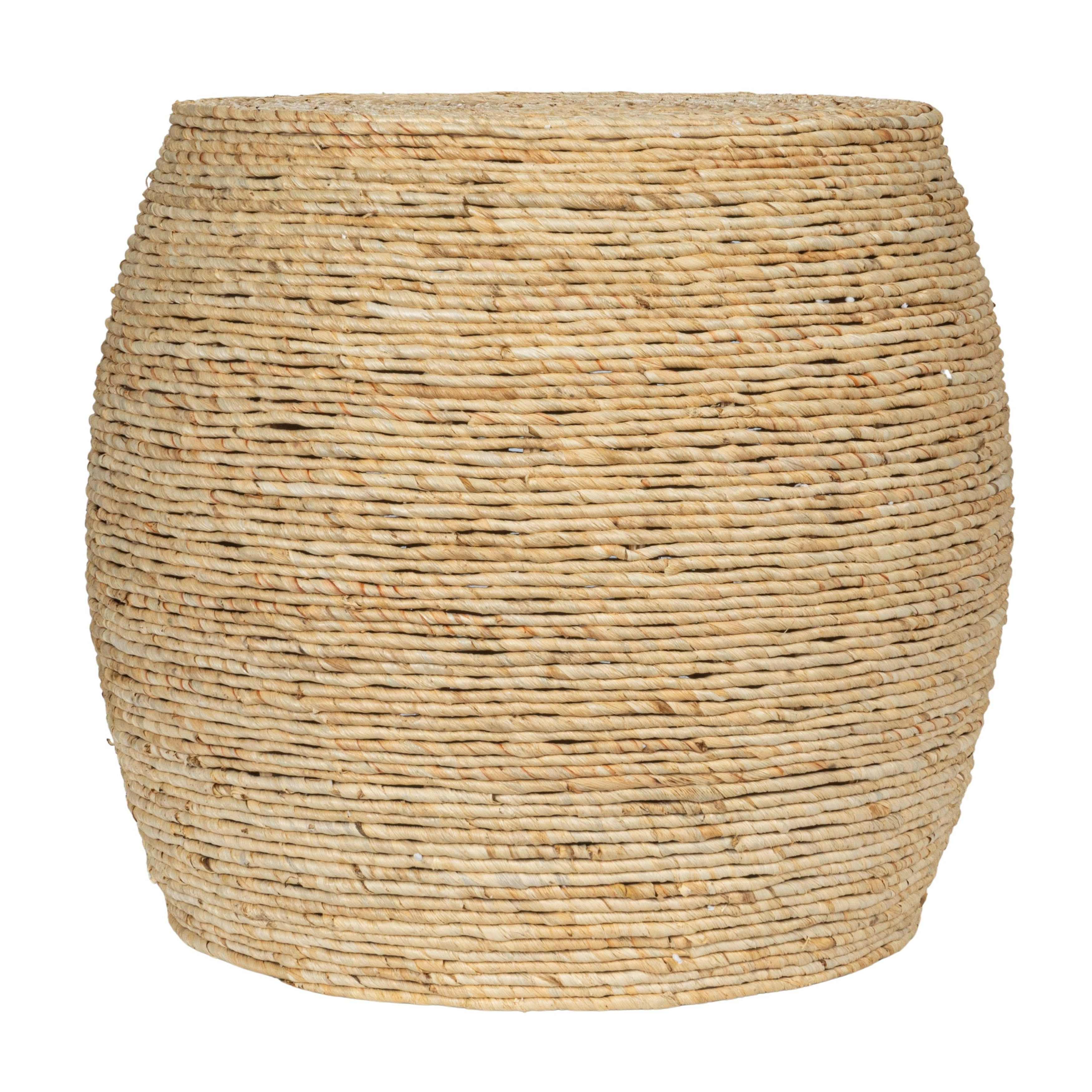 Breakwater Bay Marhill Round Handwoven Corn Rope Barrel Accent Table ...