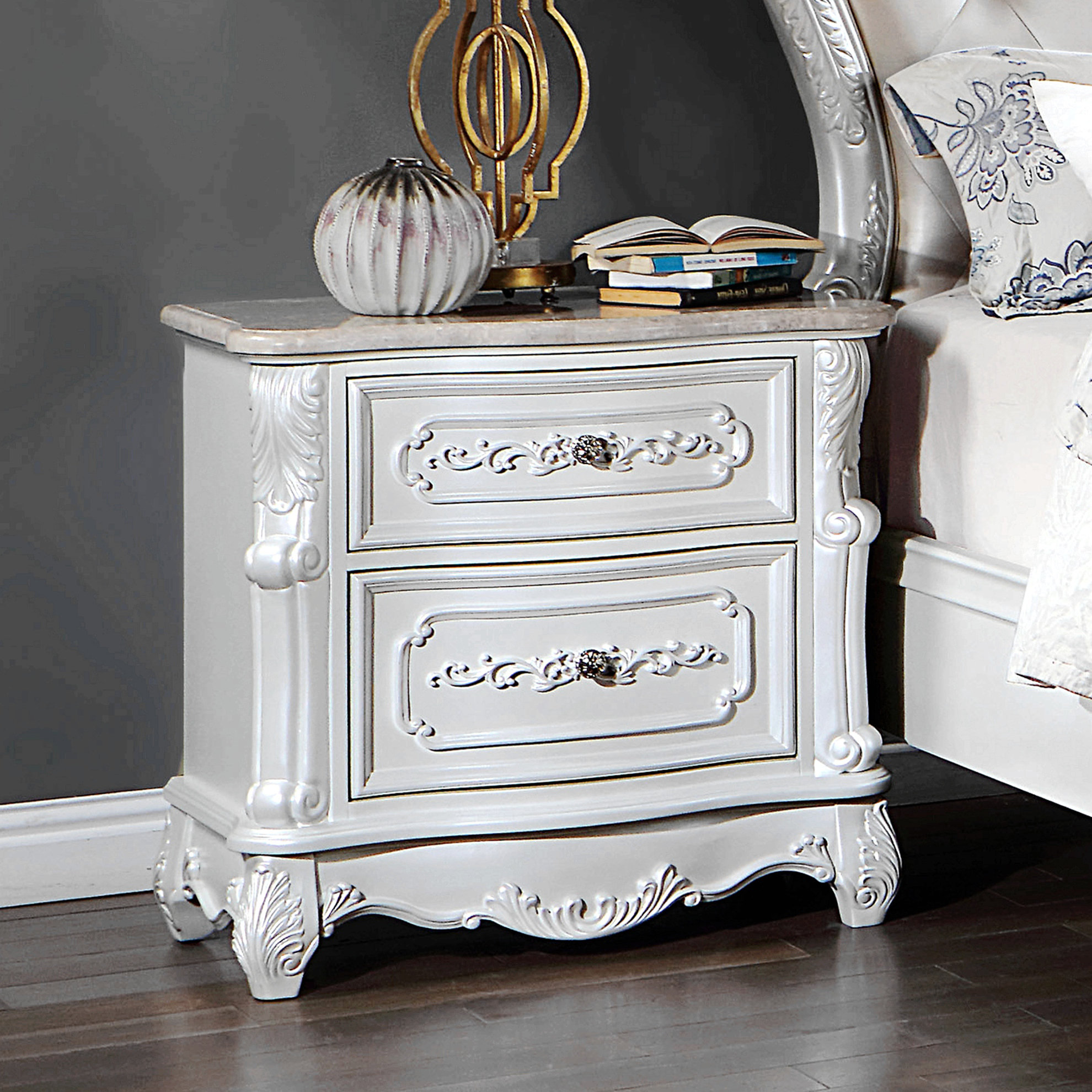 Wildon Home® Pearl White Traditional 1Pc Nightstand Only Solid Wood 2 ...
