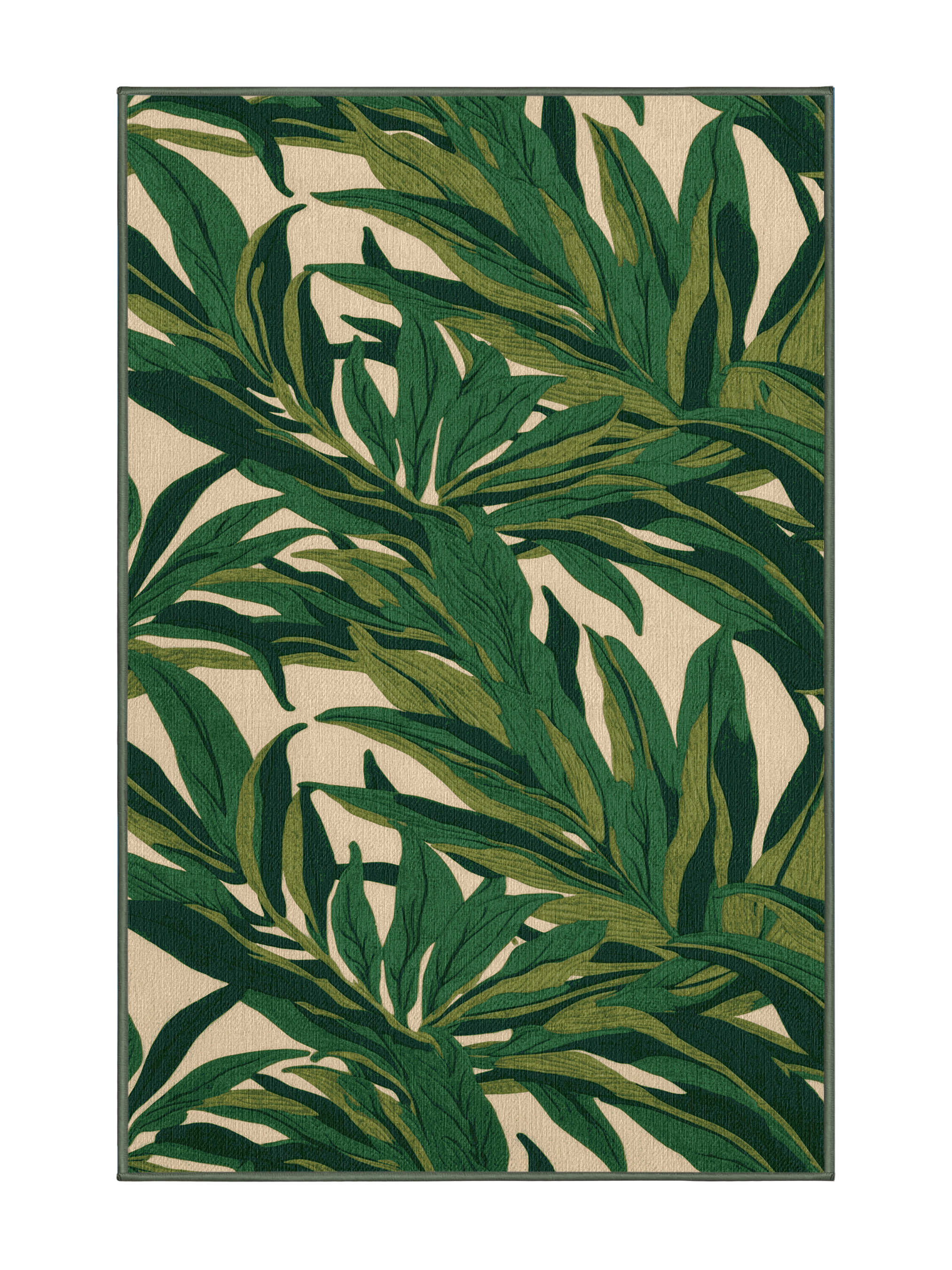 East Urban Home Washable Breadfruit Leaves Hawaiian Area Rug | Wayfair