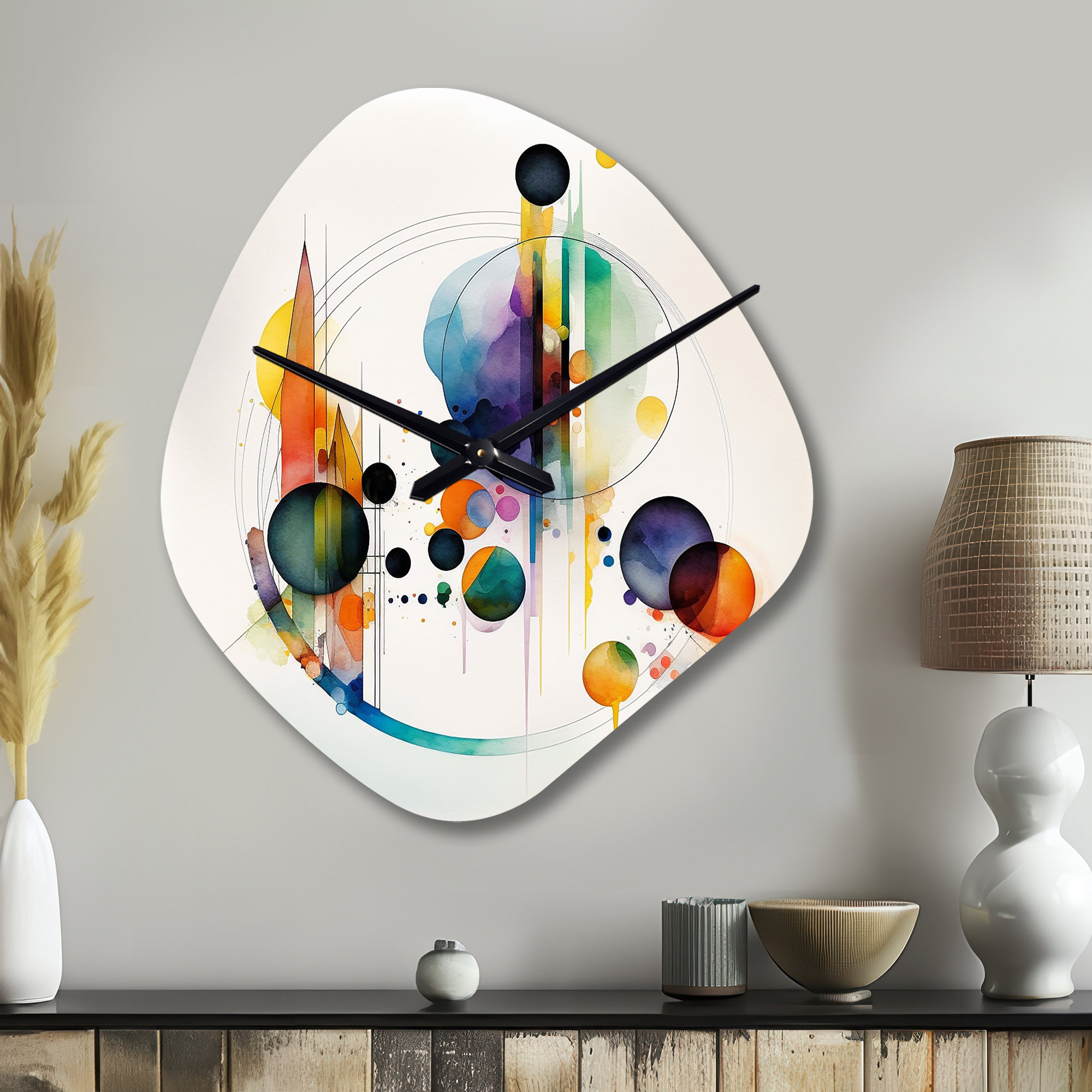 Design Art Multi-Color Watercolor Geometric Art I - Nebula Shape Blue ...