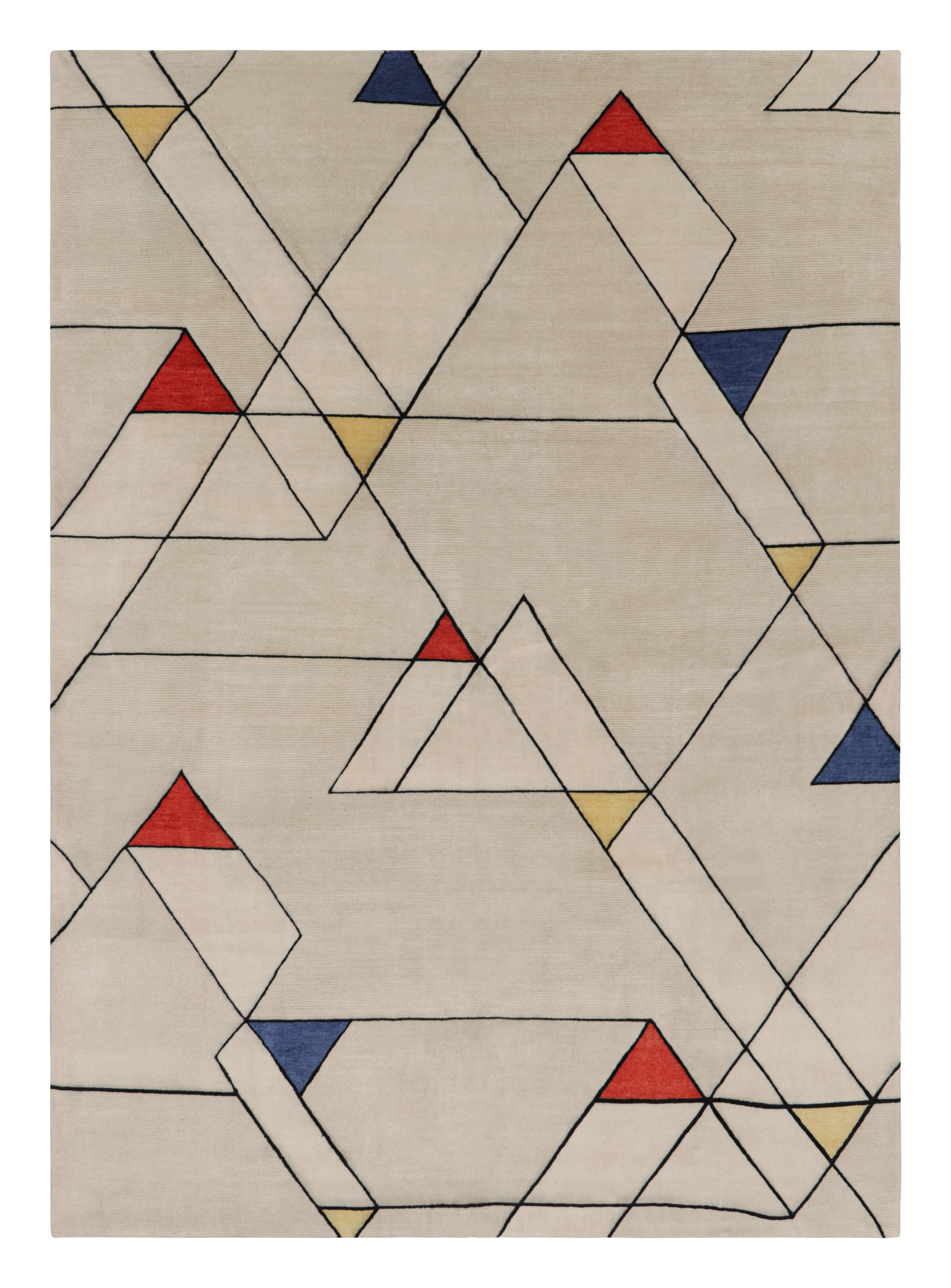 Rug & Kilim’S Mid-Century Modern Rug In Cream With Geometric Patterns ...