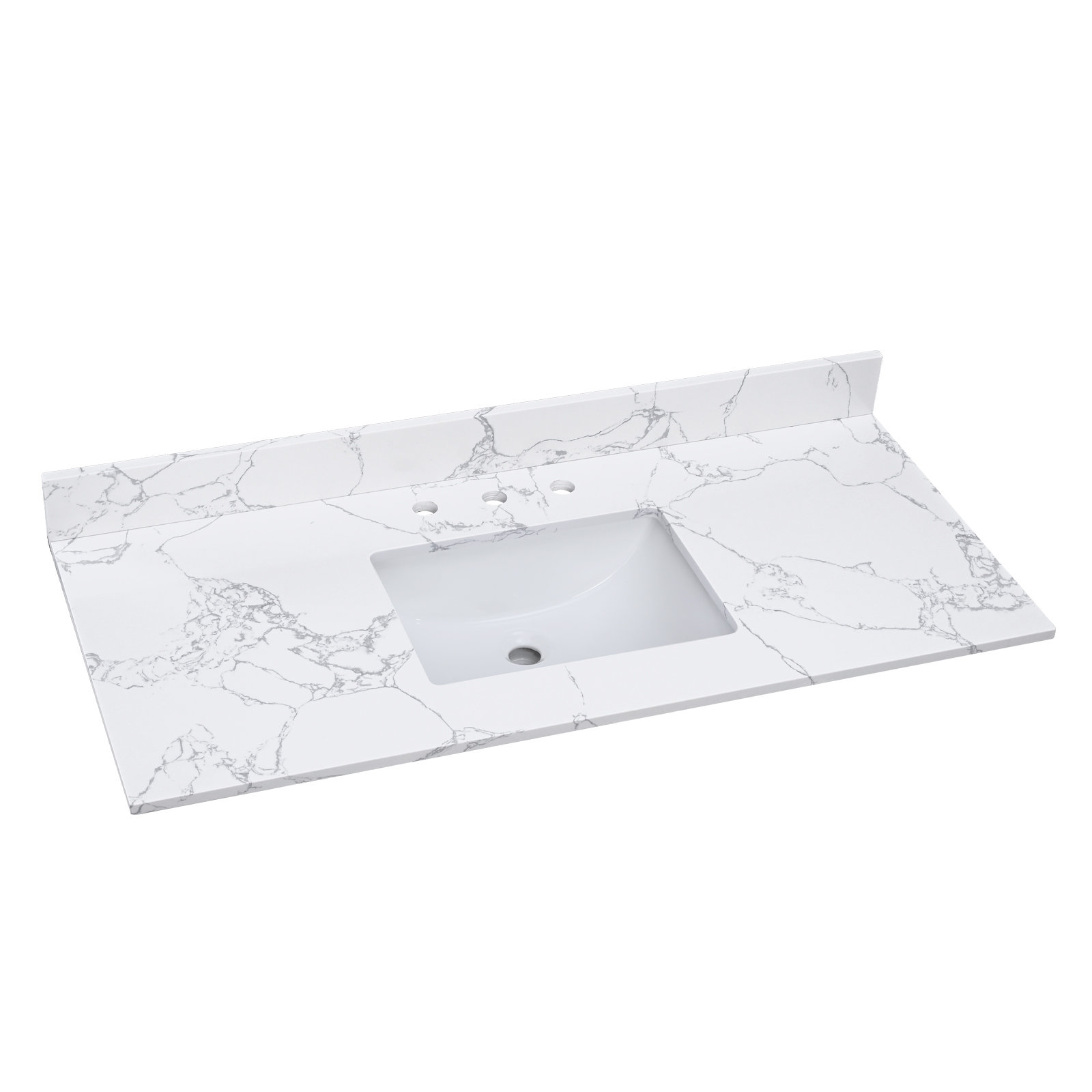 SOUEEUM 49'' Stone Single Vanity Top with Sink and 3 Faucet Holes | Wayfair