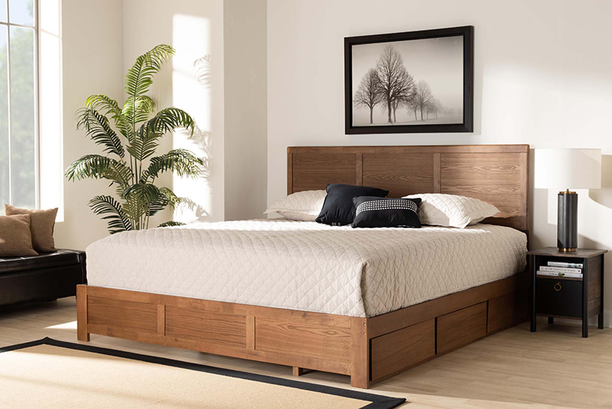 Loon Peak® Jeron Ash Walnut Brown Finished Wood 3-Drawer Platform ...