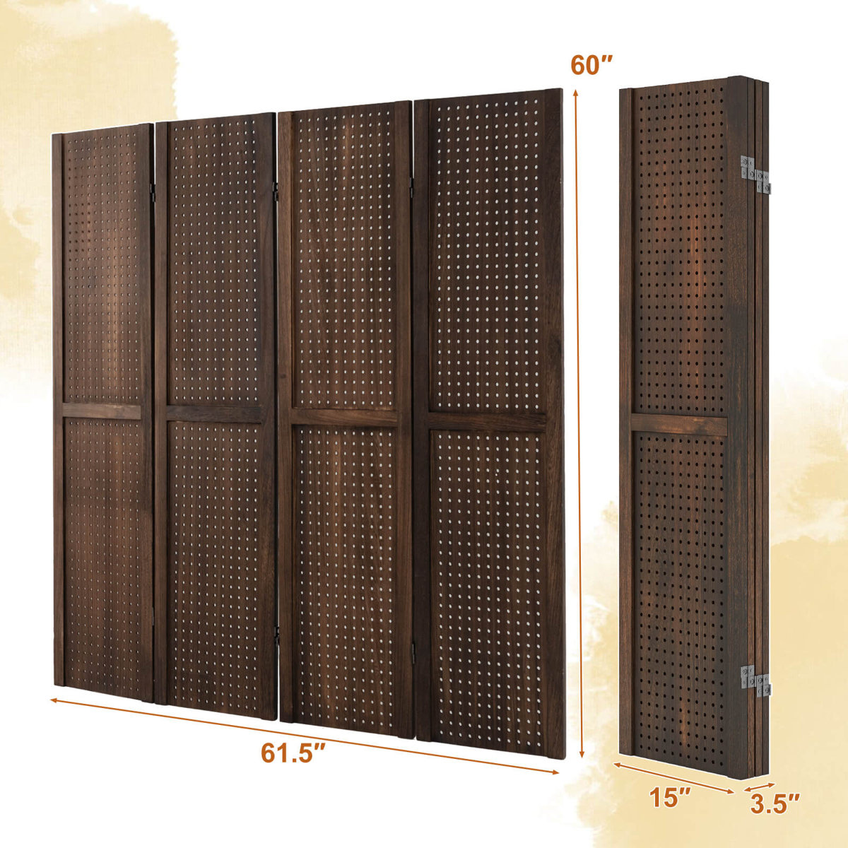 Bay Isle Home™ 4-panel Pegboard Display 5 Ft Folding Privacy Screen ...