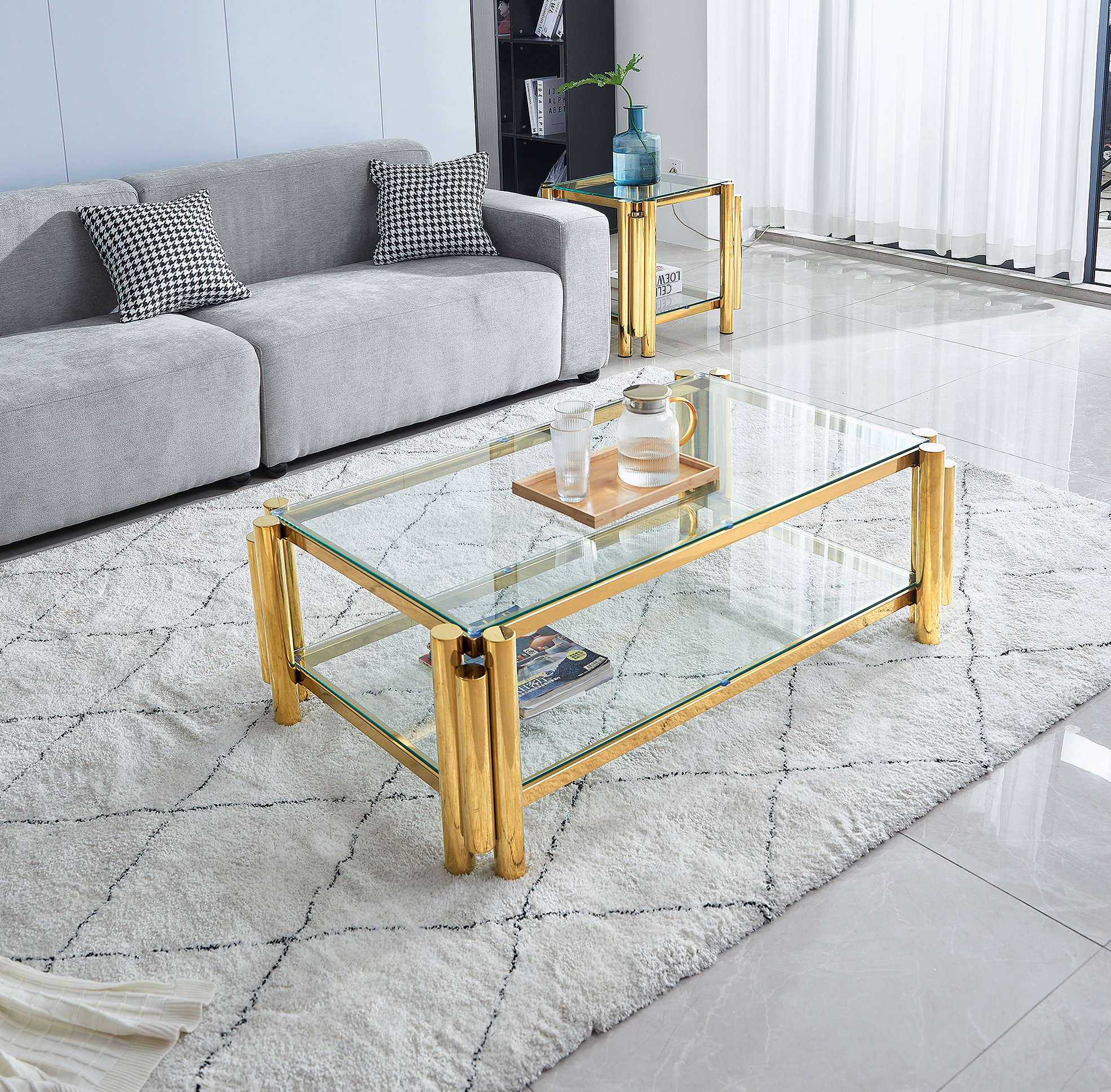 Brayden Studio® Wide Rectangle Modern Stainless Steel Coffee Table ...