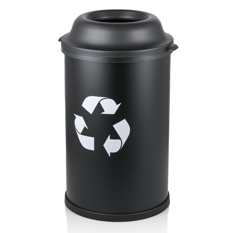 MoNiBloom 13 Gallon Commercial Trash Can Dome Top Black Dustbin Waste ...