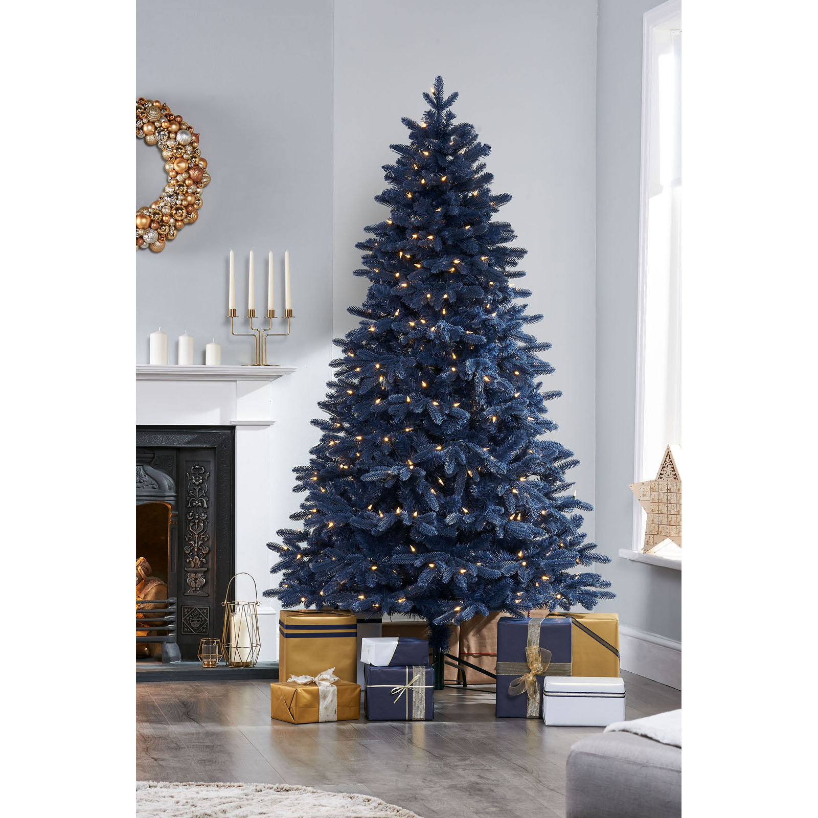 The Seasonal Aisle Blue Realistic Fir Christmas Tree with 350 LED ...